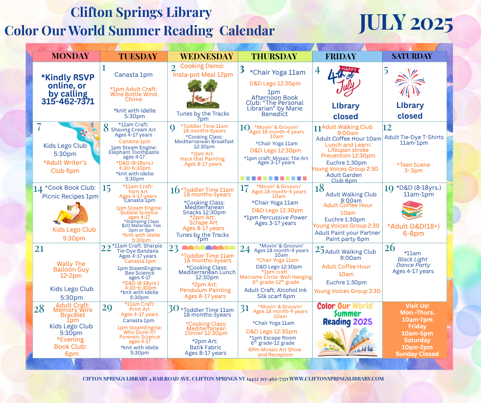 Adult Programs & Classes – Clifton Springs Library